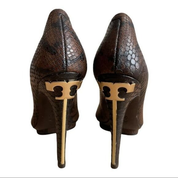 Tory Burch | Shoes | Tory Burch Jude Platform Pumps Brown Leather Snake ...